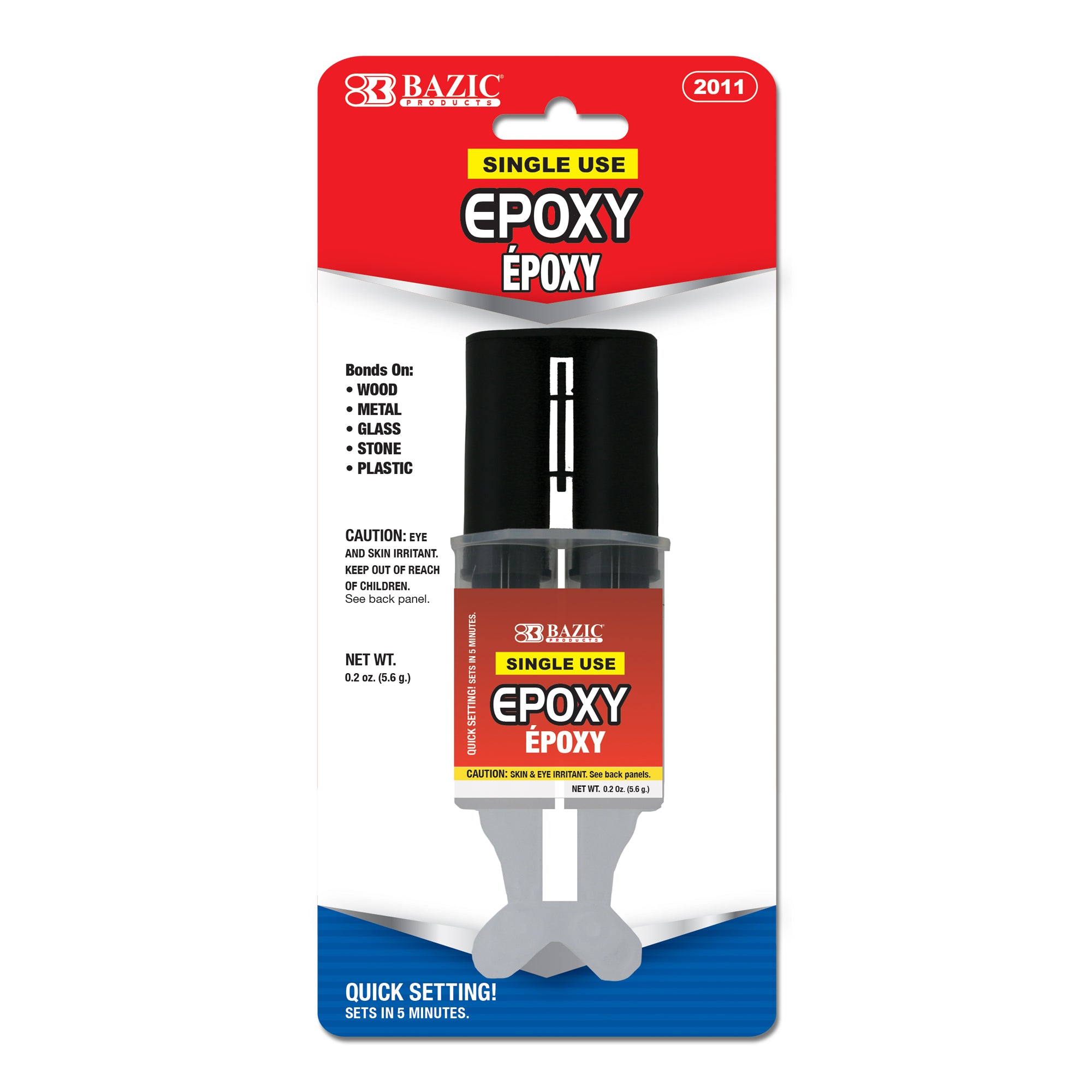 BAZIC 0.2 oz (5.6g) Quick Setting Epoxy Glue w/ Syringe Applicator ...