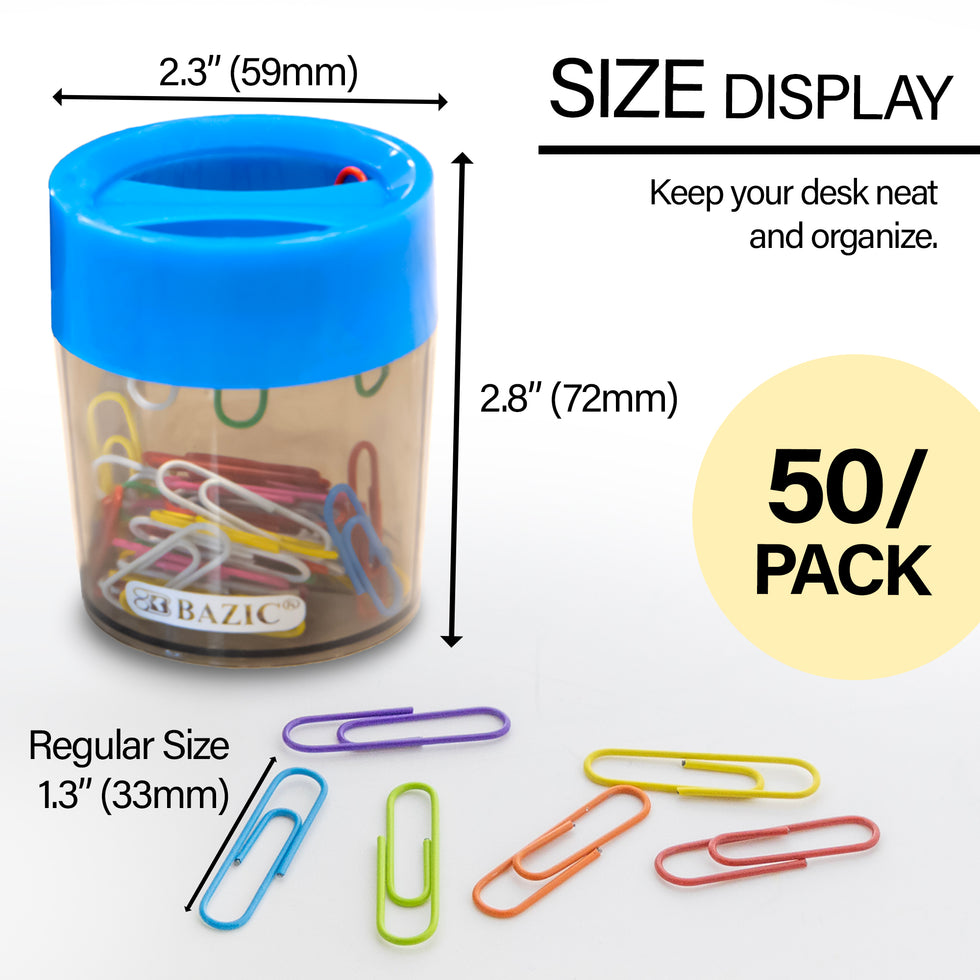BAZIC Magnetic Paper Clips Holder w/ Asst. Color No.1 Paper Clip ...