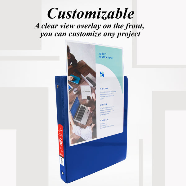 BAZIC 1.5" Blue 3-Ring View Binder w/ 2-Pockets - Bazicstore