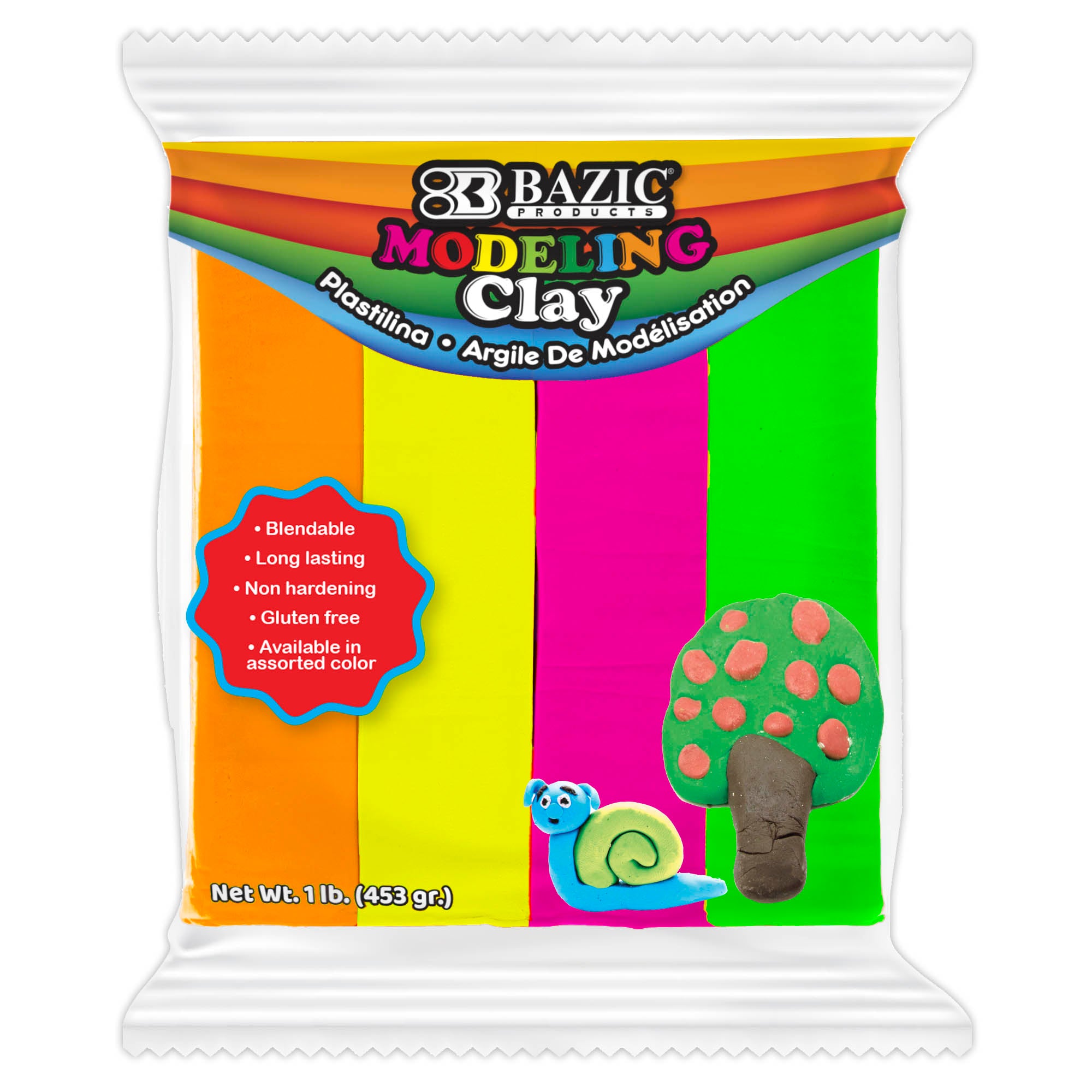 BAZIC 1 lb 4 Fluorescent Color Modeling Clay – BAZIC Store