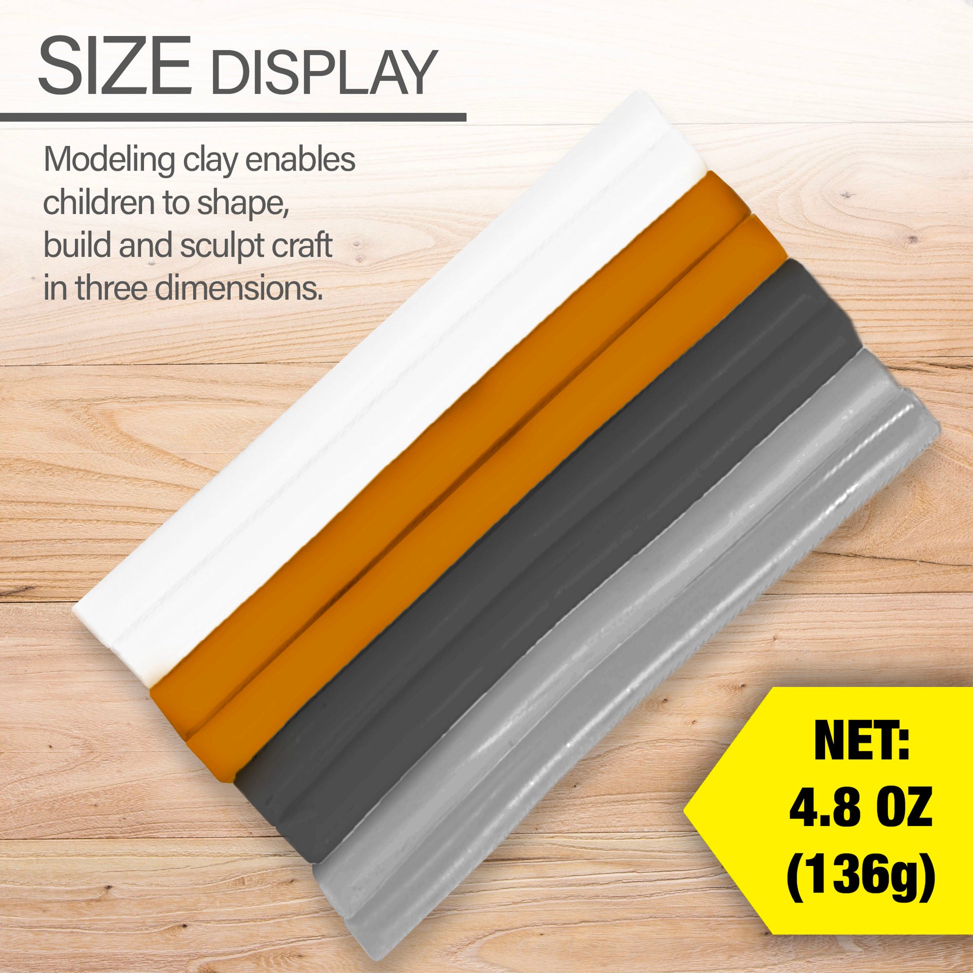 BAZIC 4.8 oz (136g) 4 Natural/ Earth Color Modeling Clay Sticks – BAZIC ...