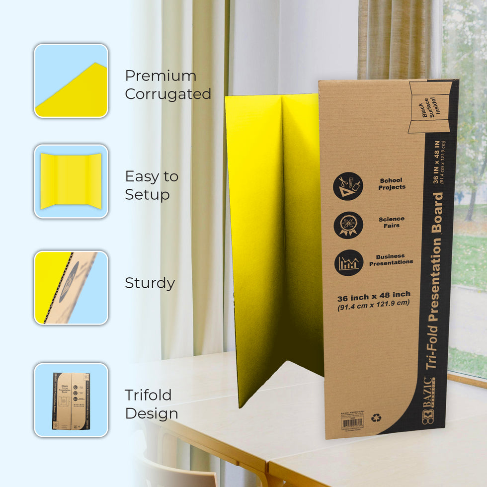 BAZIC 36" X 48" Assorted Color Tri-Fold Corrugated Presentation Board ...