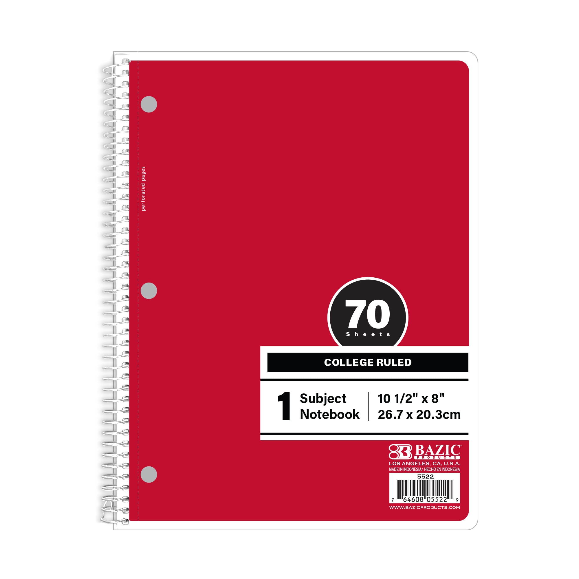BAZIC C/R 70 Ct. 1-Subject Red Spiral Notebook – BAZIC Store