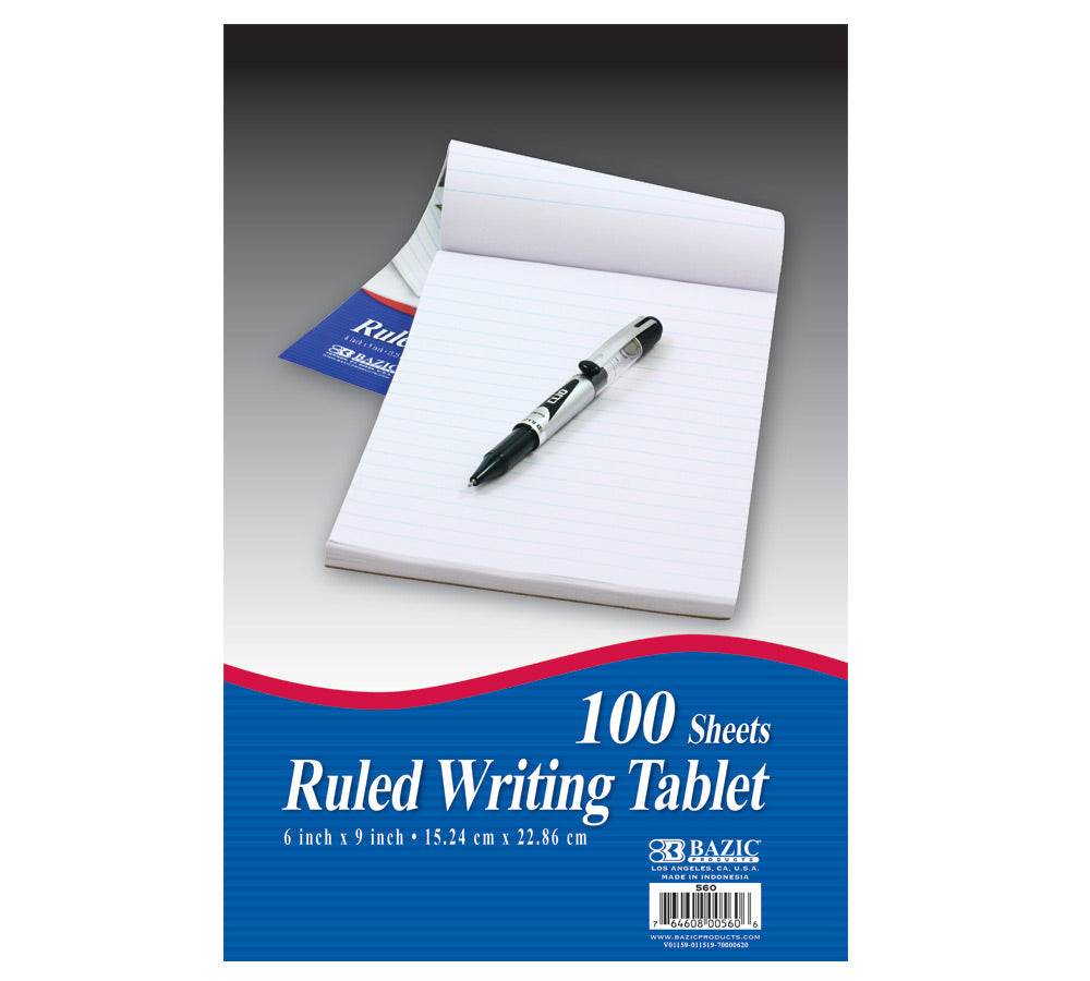 BAZIC 100 Ct. 6" X 9" Ruled Writing Tablet – BAZIC Store