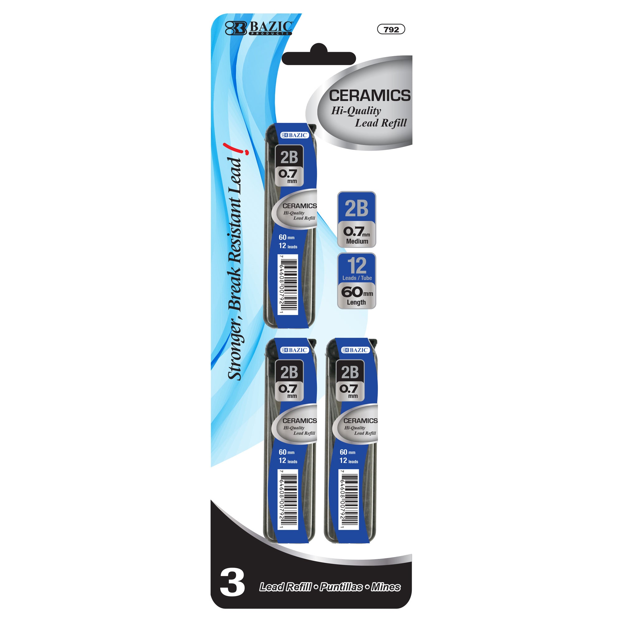 BAZIC 12 Ct. 0.7 mm Ceramics High-Quality Mechanical Pencil Lead (3 ...