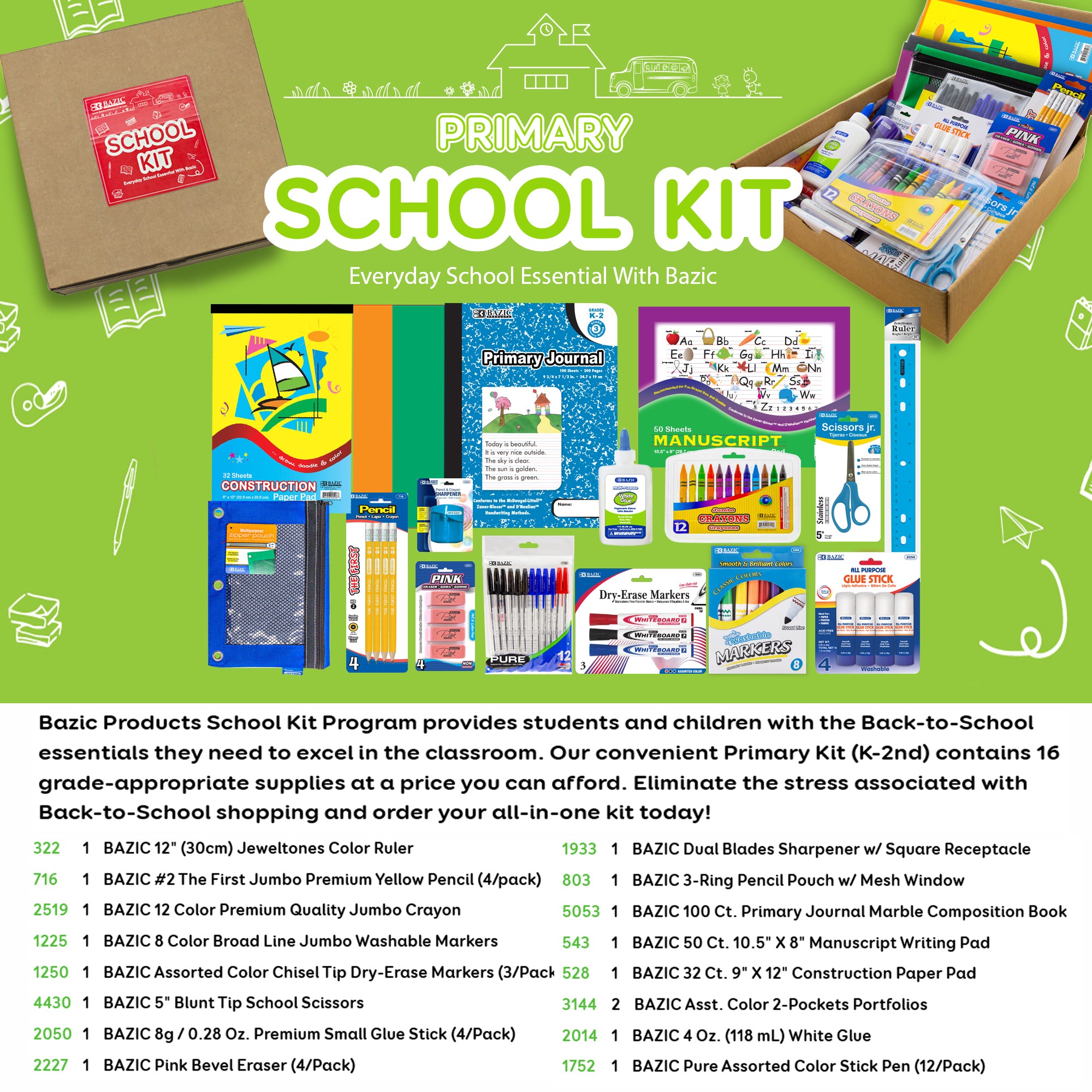 Primary School Kit 57 Count - Bazicstore