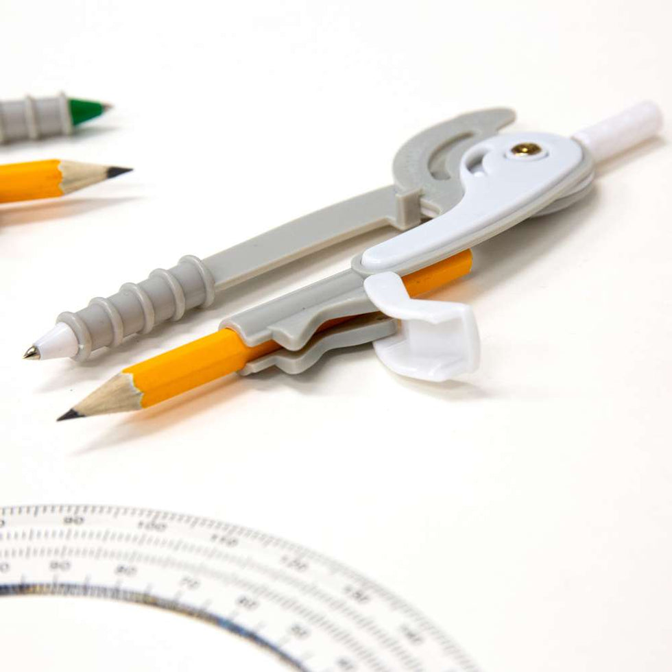 BAZIC Scale-Arm Compass w/ #2 Wood Pencil & 6" Clear Protractor Set ...